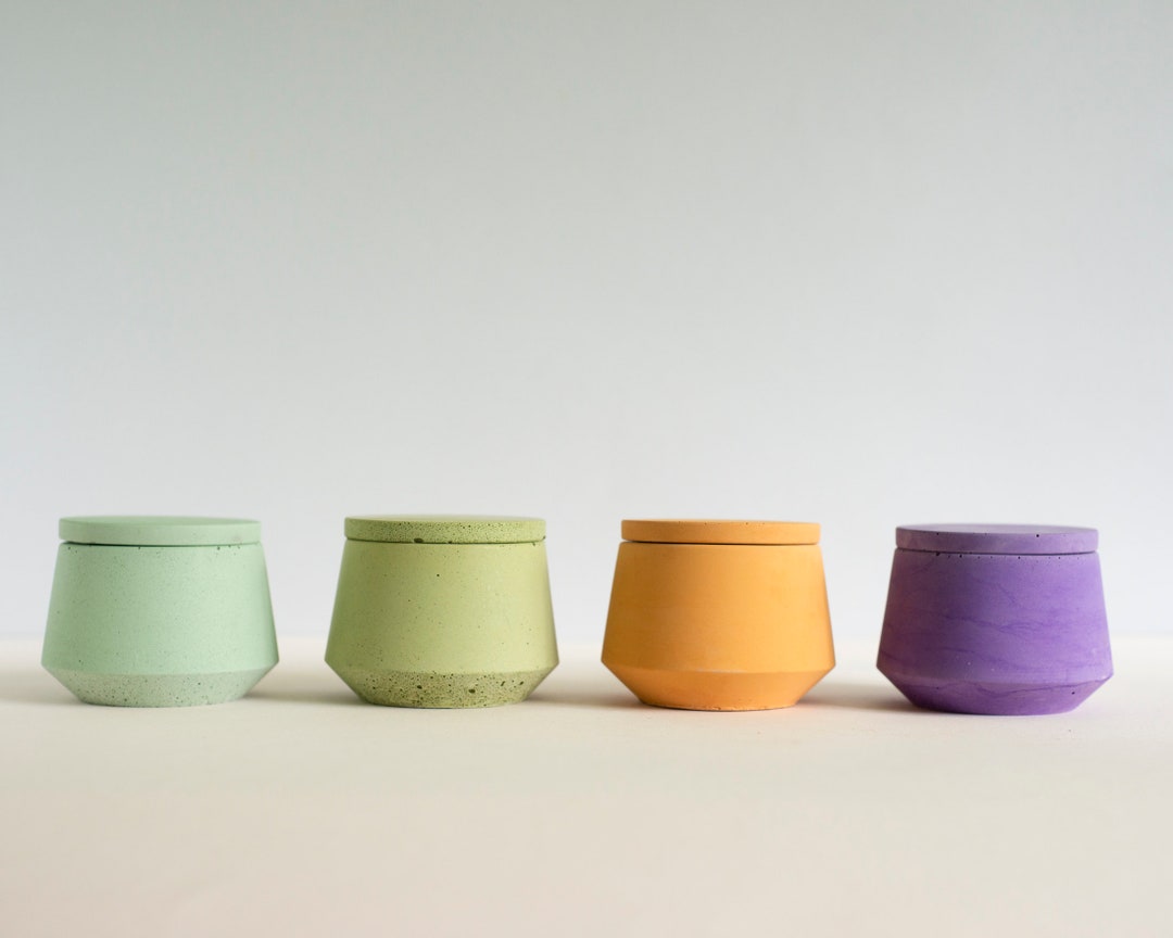 2 Inch Jane Concrete Salt Cellar Spice Lidded Pinch Jar - Rainbow ...