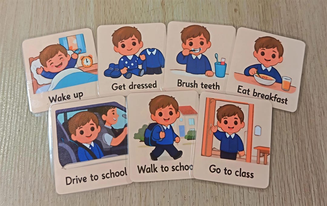 School Morning Routine Visual Cards for Children - Etsy