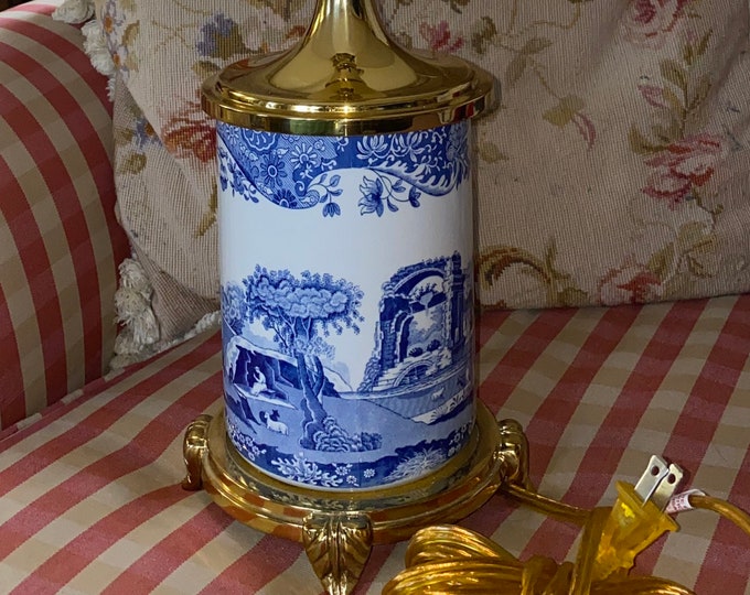 English Country Blue Italian Spode Canister Lamp - Etsy
