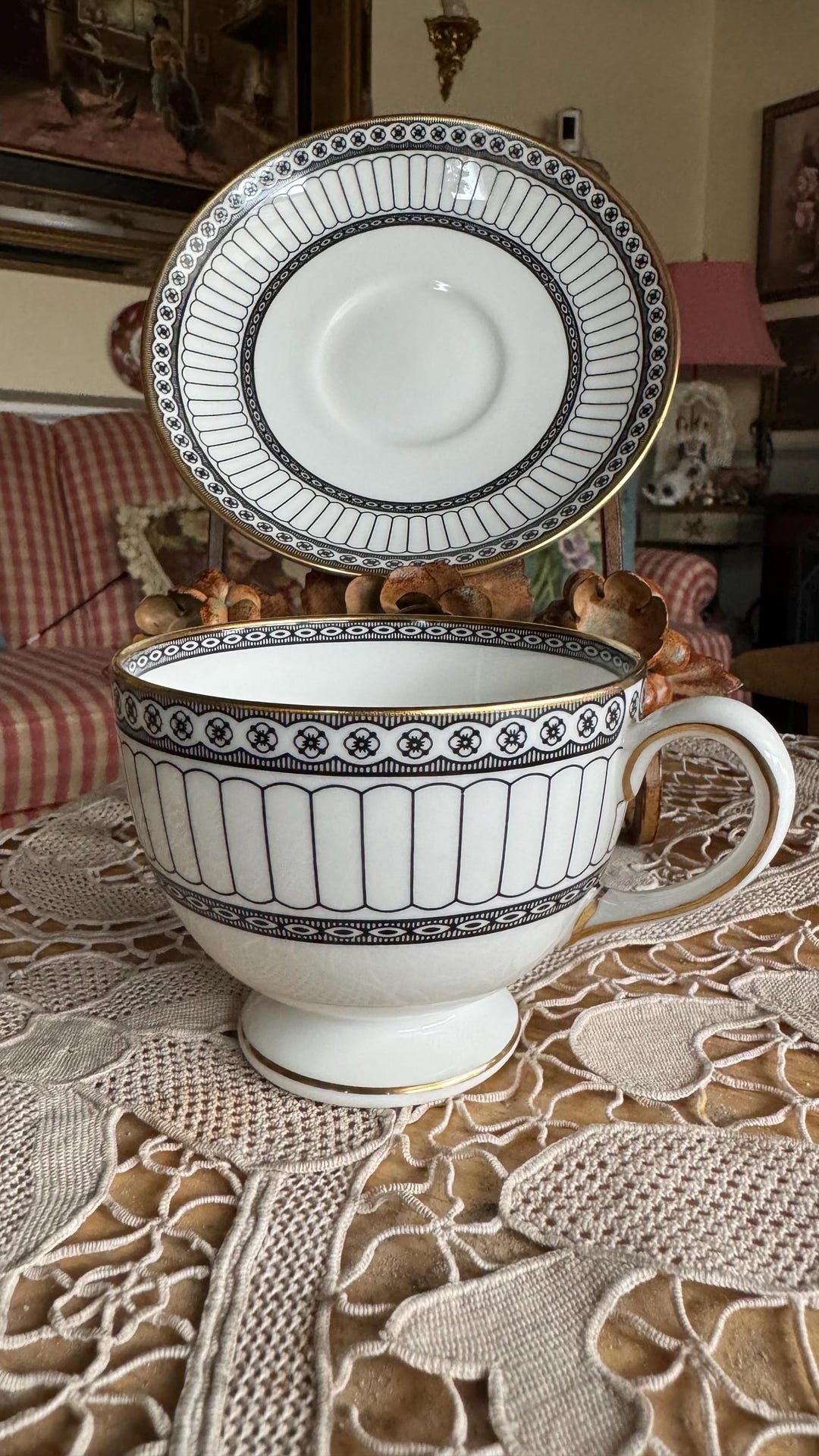English Country Tea Cup and Saucer Colonnade Black by Wedgwood - Etsy