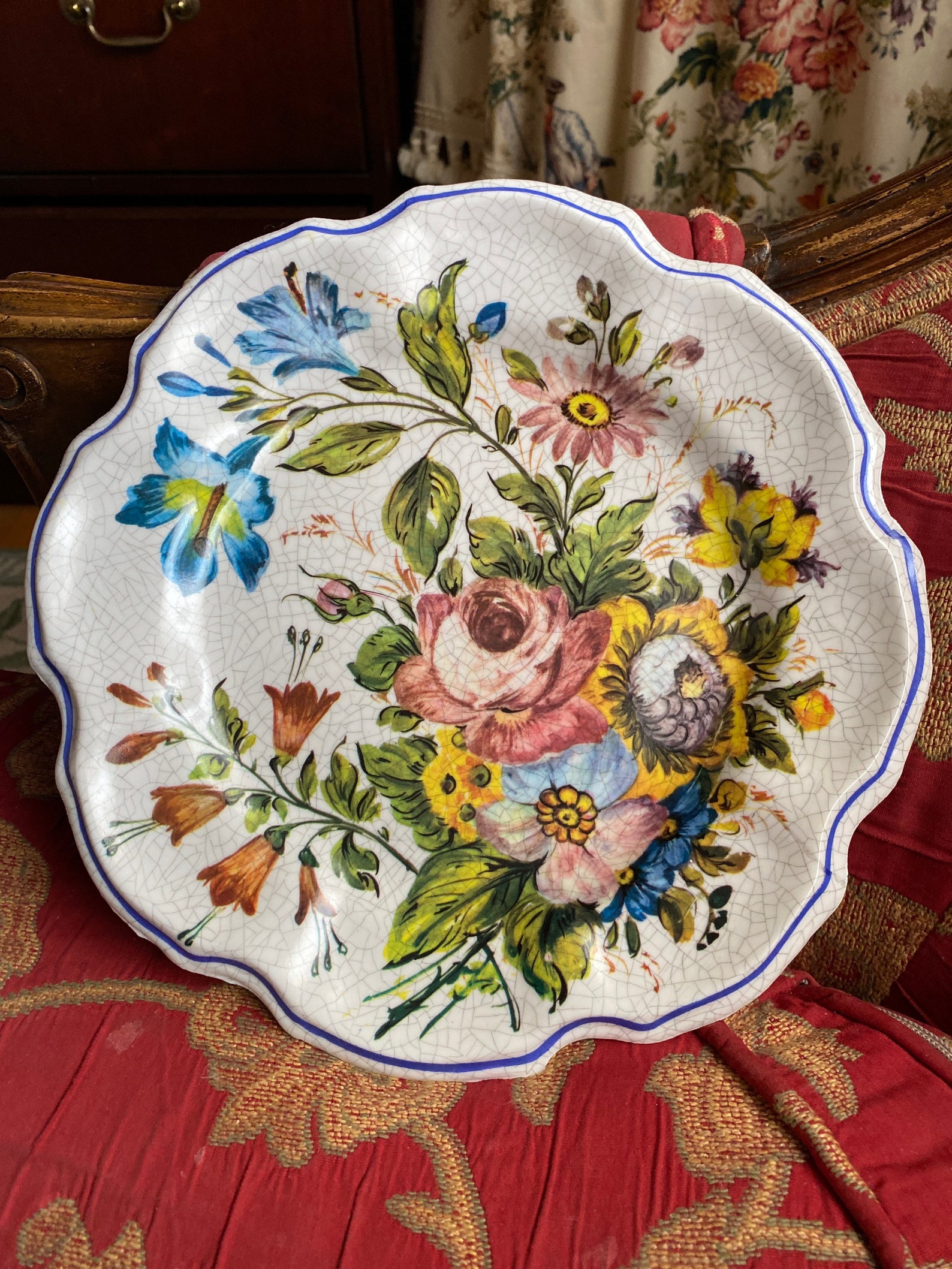European Italian Decorative Tuscany Floral Plate - Etsy