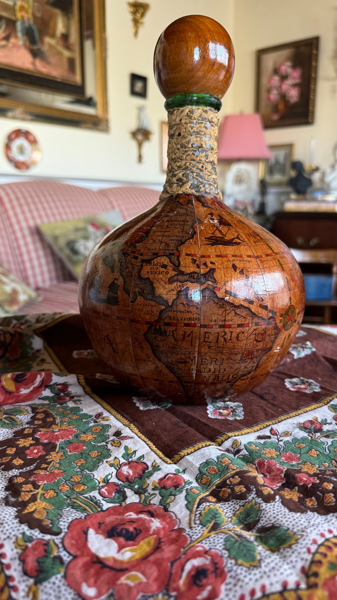 Italian Florentine Leather World Map Decanter Bottle - Etsy