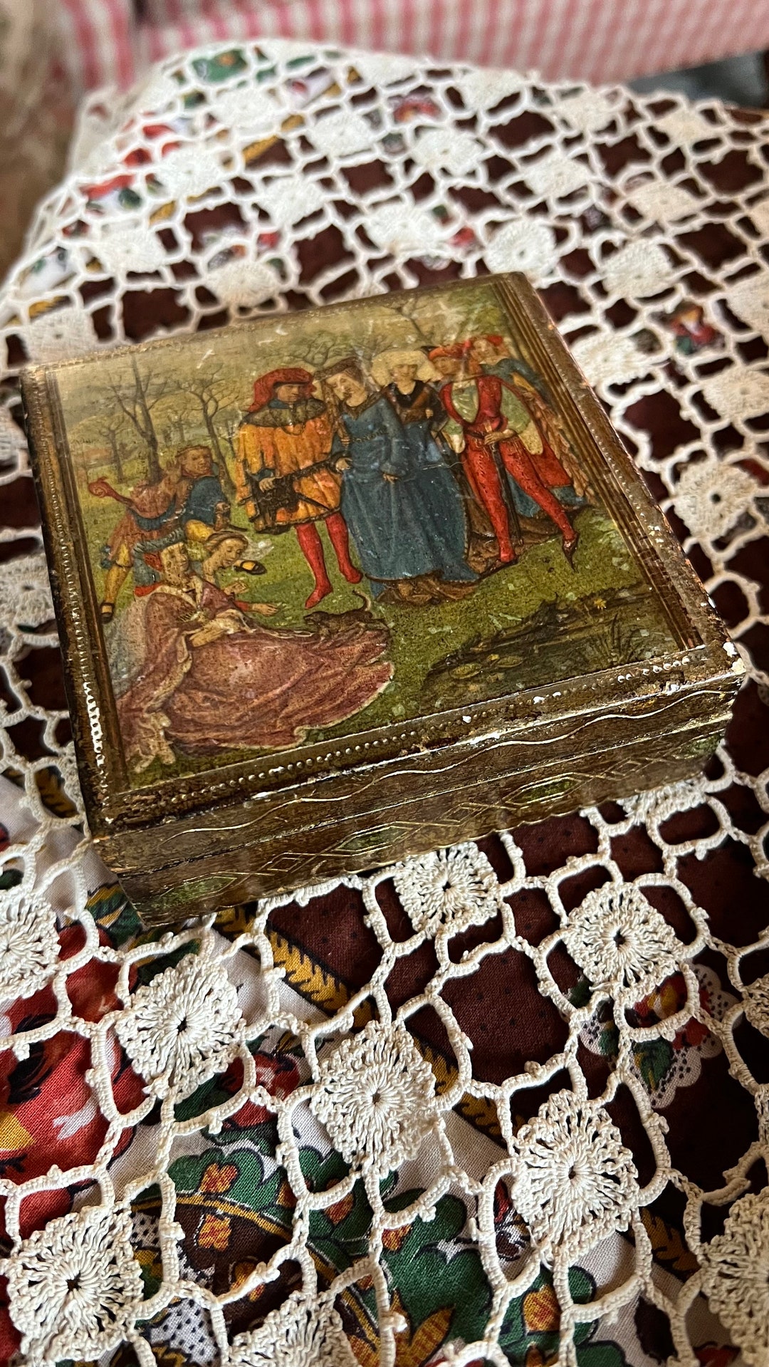 Italian Florentine Renaissance Scene Trinket Box - Etsy