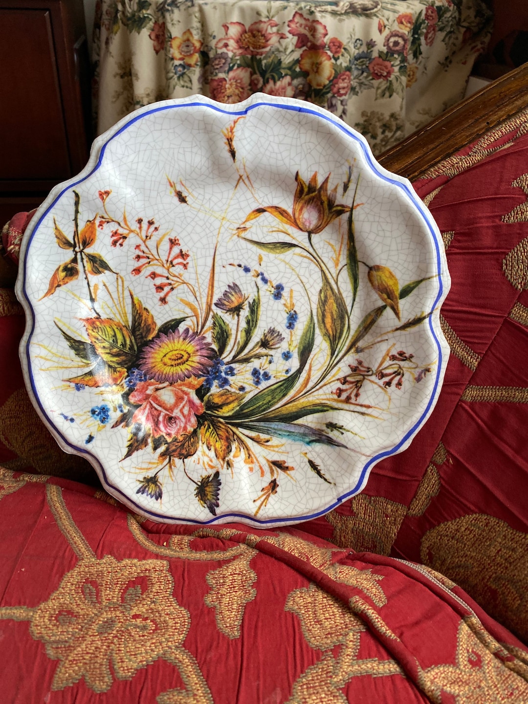 European Italian Decorative Tuscany Floral Plate - Etsy
