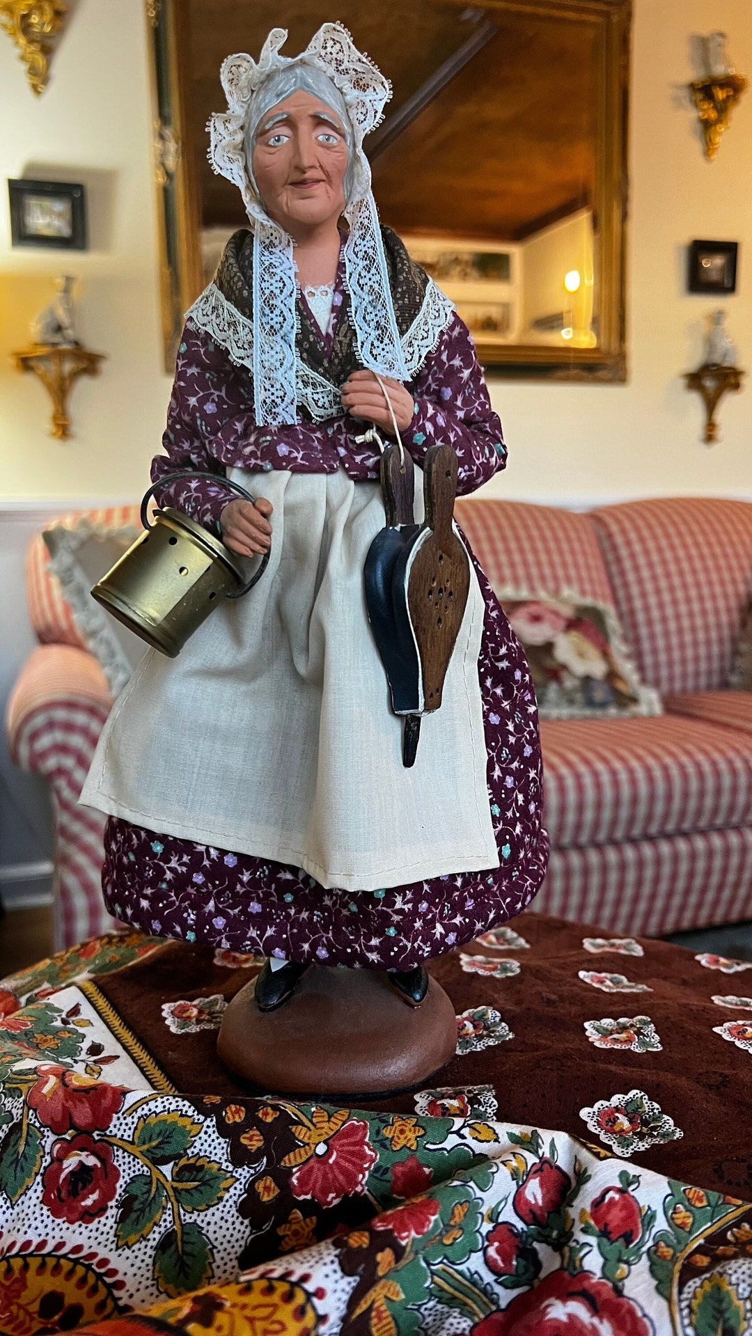 French Country Provence M DI LANDRO, Santon Old Peasant Lady Figurine ...