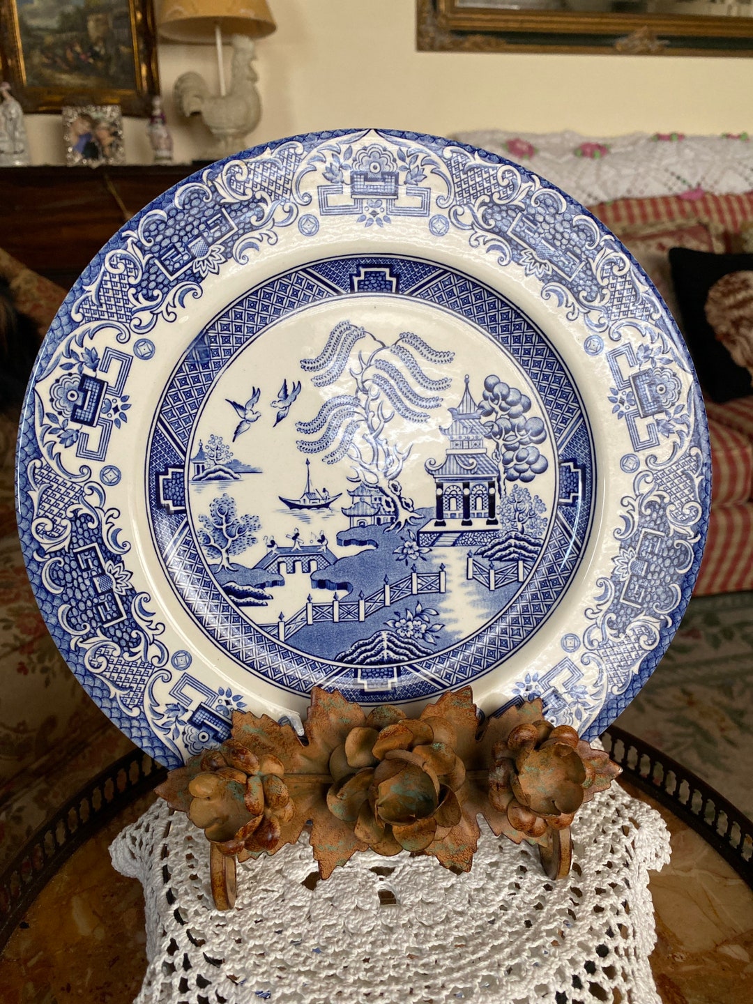 English Country English Ironstone England Blue Willow Plate - Etsy