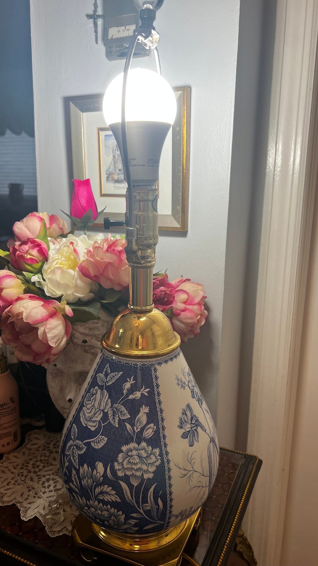 English Country Spode Lamp Blue Room Collection Floral Design - Etsy