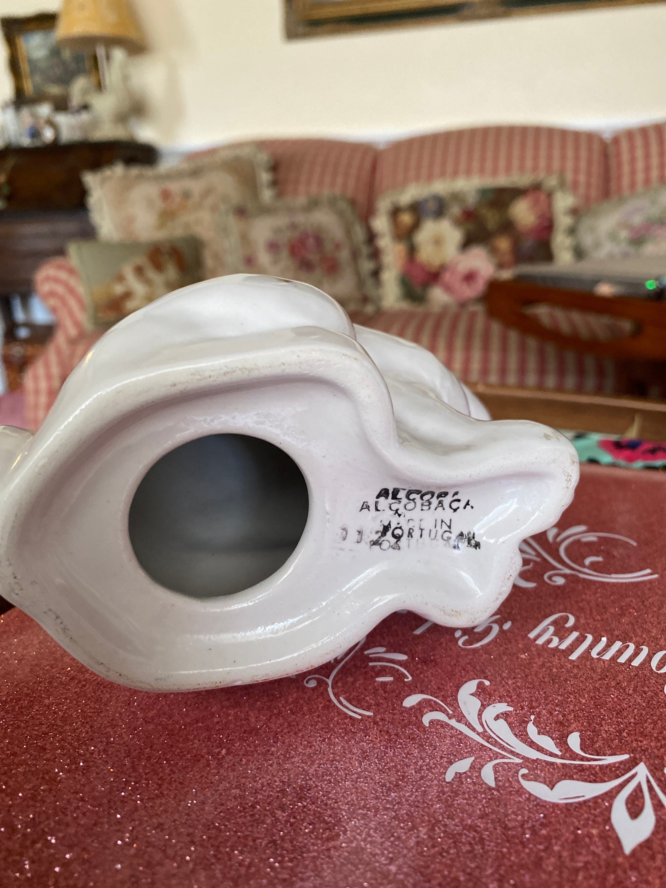 French Country Bunny Rabbit Painted Floral Figurine | Etsy