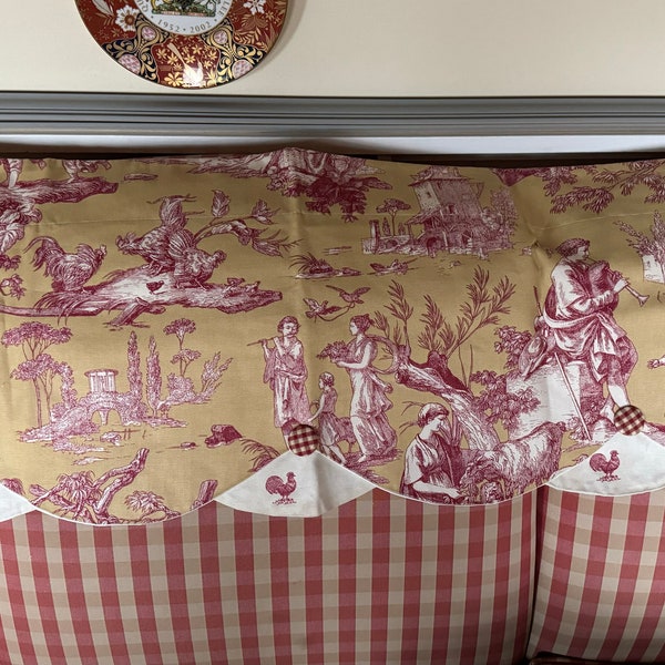 Red Toile Valance - Etsy