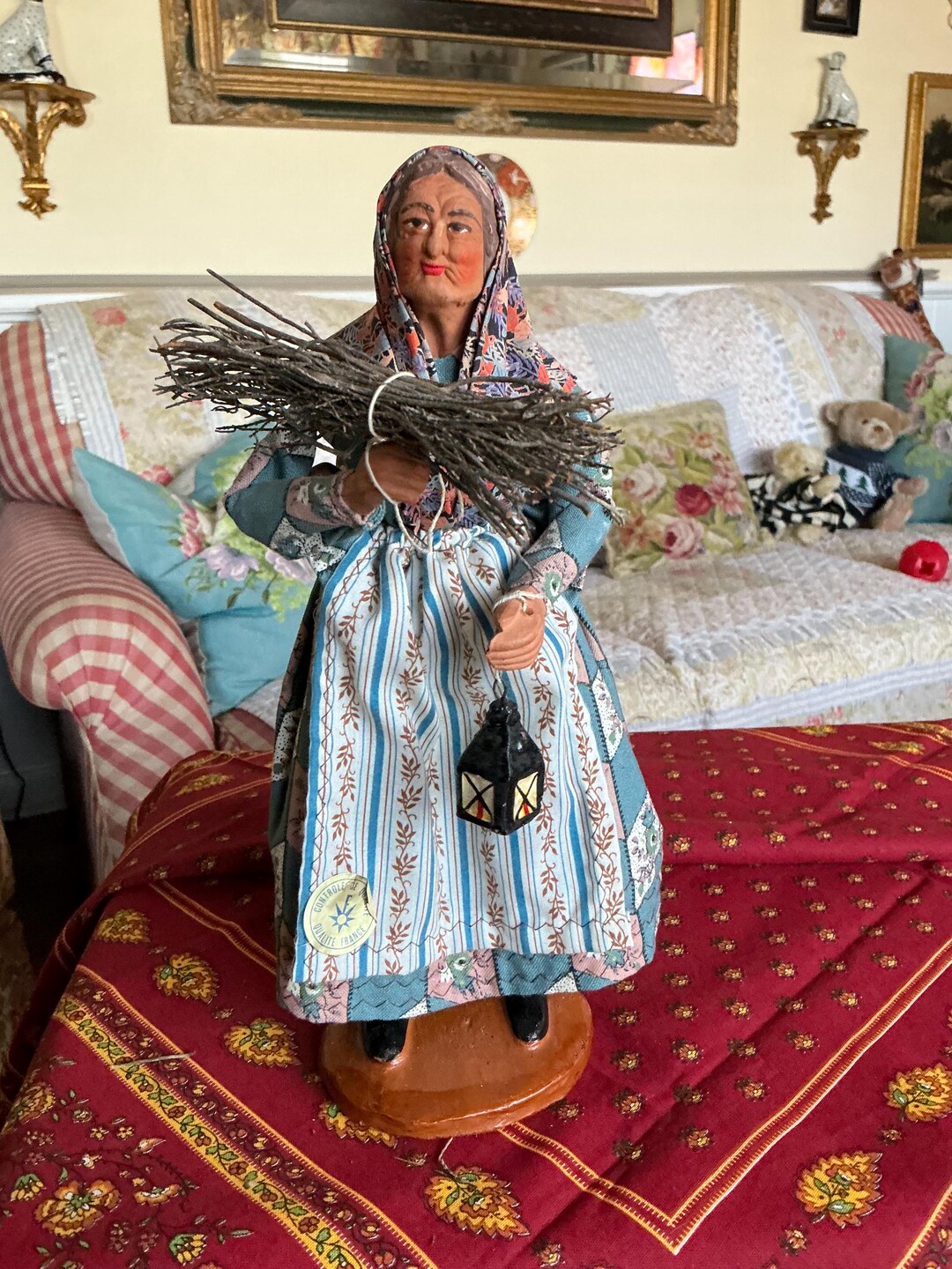 French Country Provence Santons France Old Lady With Twigs Figurine - Etsy