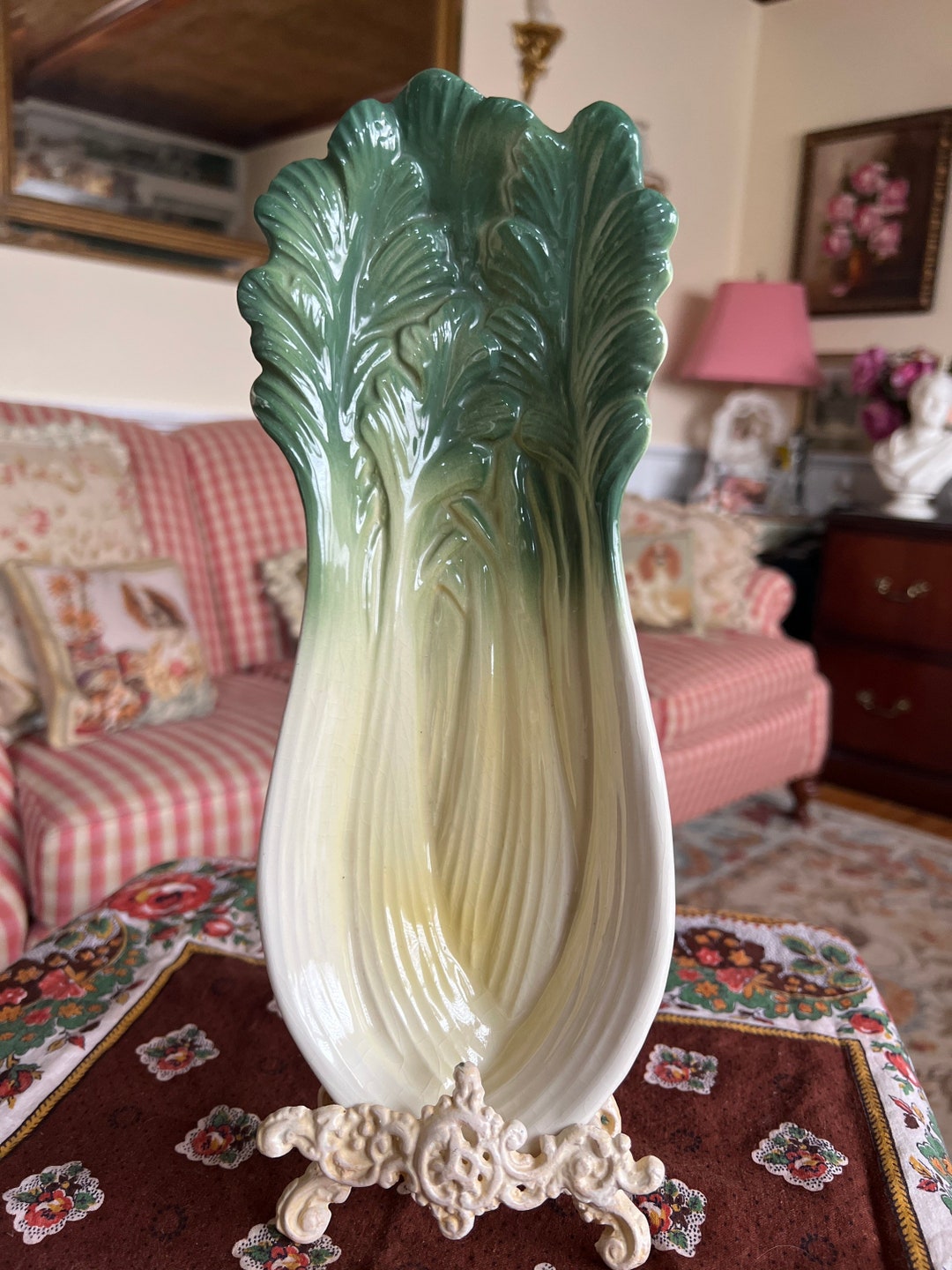 Country Cabbage Celery Leaf Serving Tray Dish - Etsy