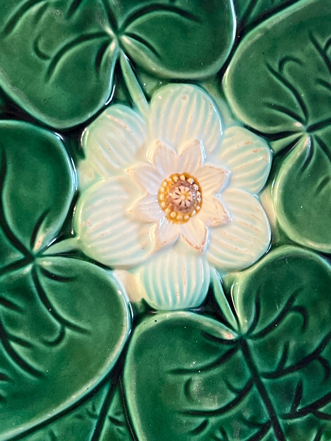 Victorian Whimsical Water Lily Pad Majolica Plate by Adam and Bromley ...