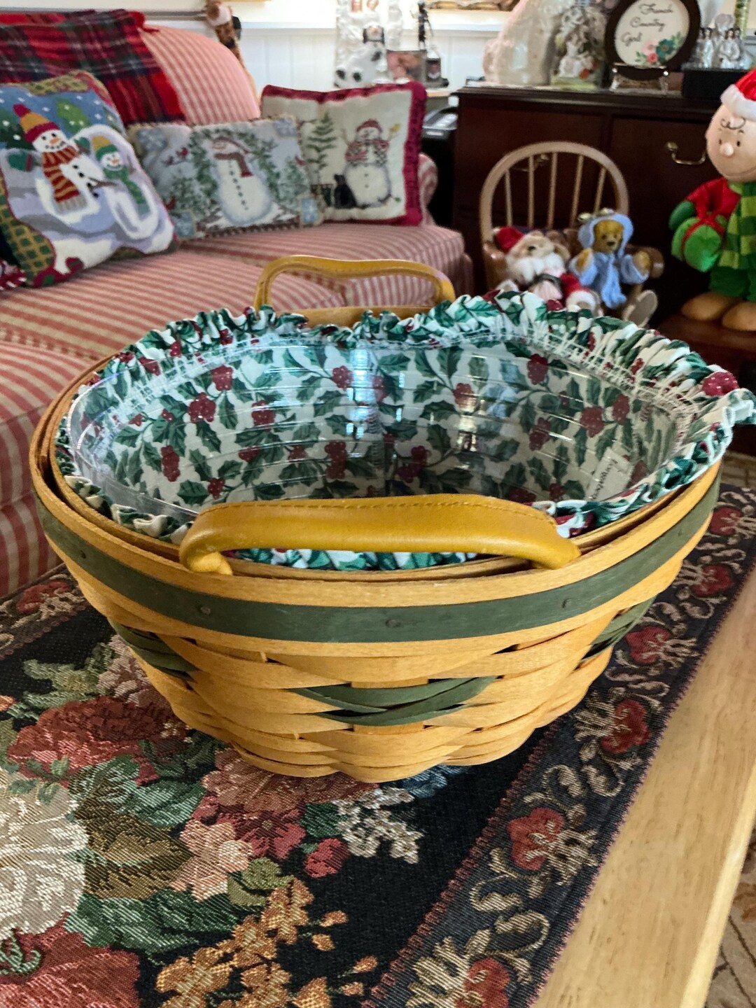 Farmhouse Longaberger Round Plastic Liner and Fabric Christmas Ivy ...