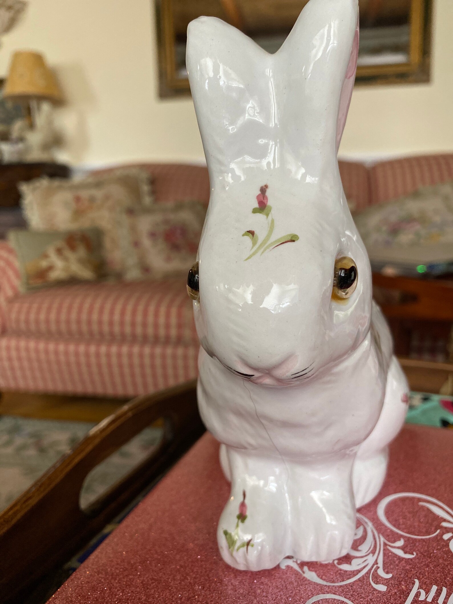 French Country Bunny Rabbit Painted Floral Figurine - Etsy