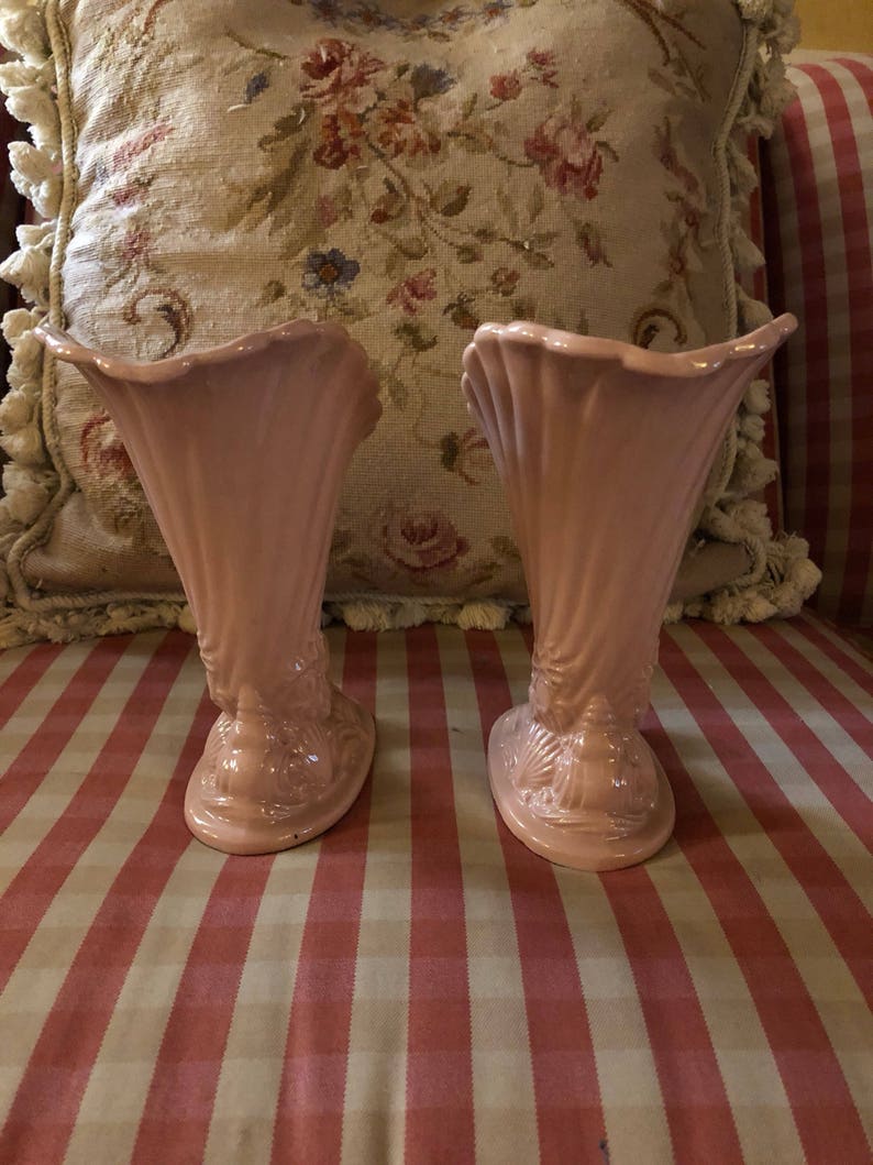 Cornucopia Vases Seashell Beach Cottage | Etsy