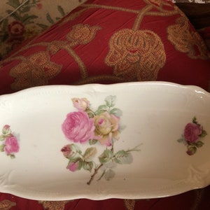 European German Handpainted Pink Floral Tray - Etsy