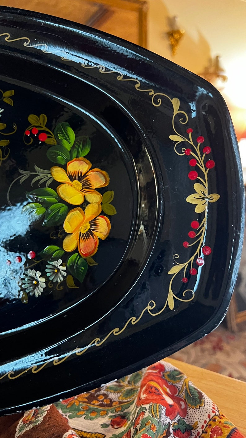 Country Romantic Shabby Chic Tole Floral Oval Tray - Etsy