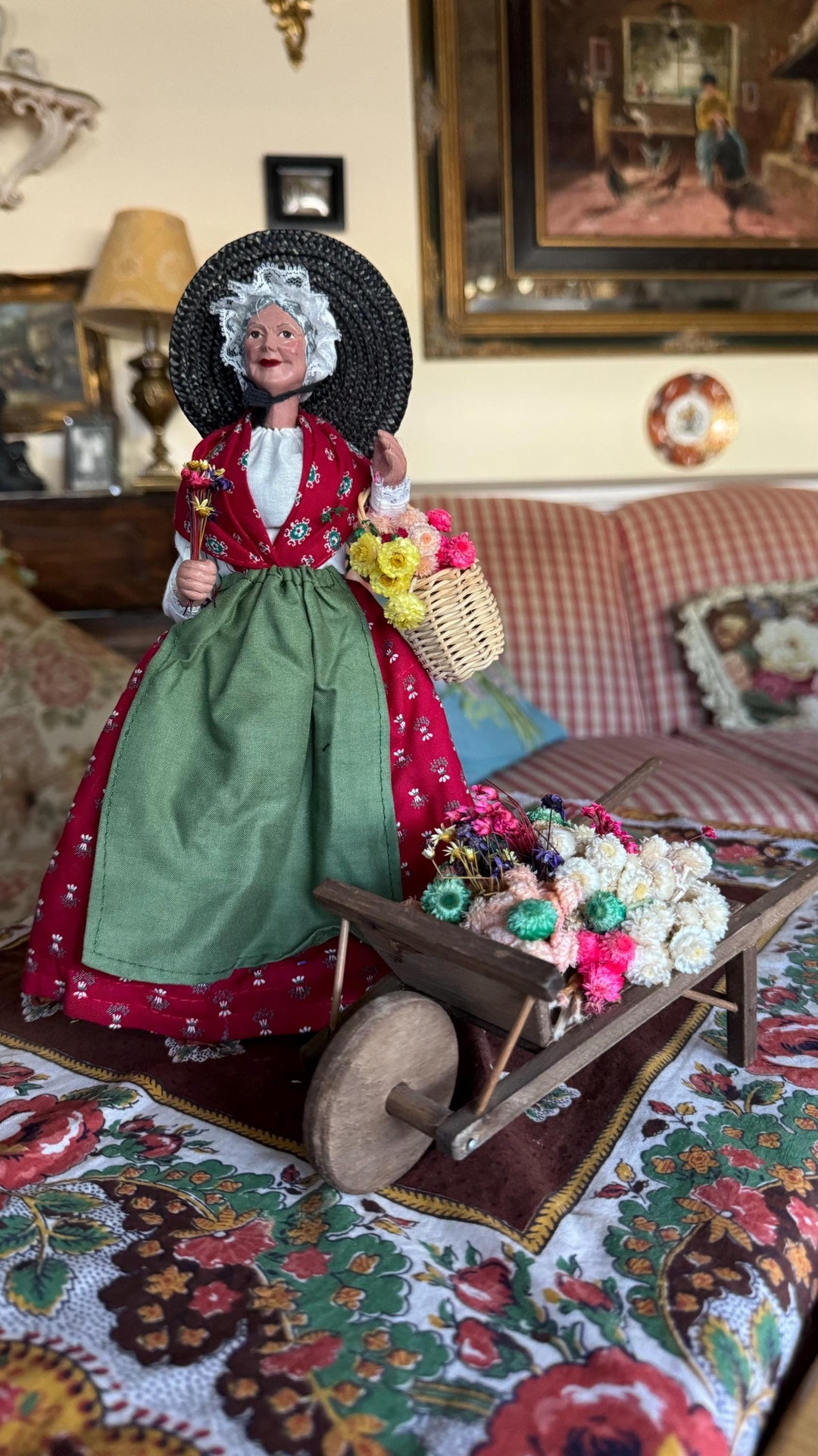 French Country Provence L' Atelier D'art Santon Old Peasant Flower Lady ...