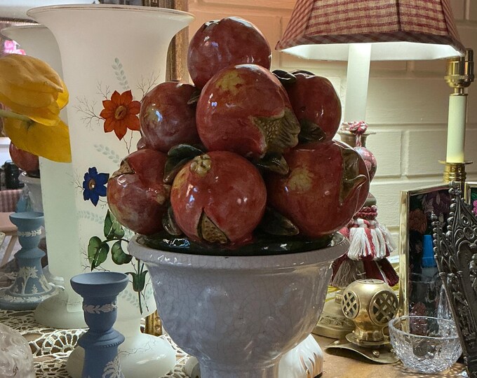 European Country Italian Pottery Pomegranate Topiary Tree Centerpiece ...