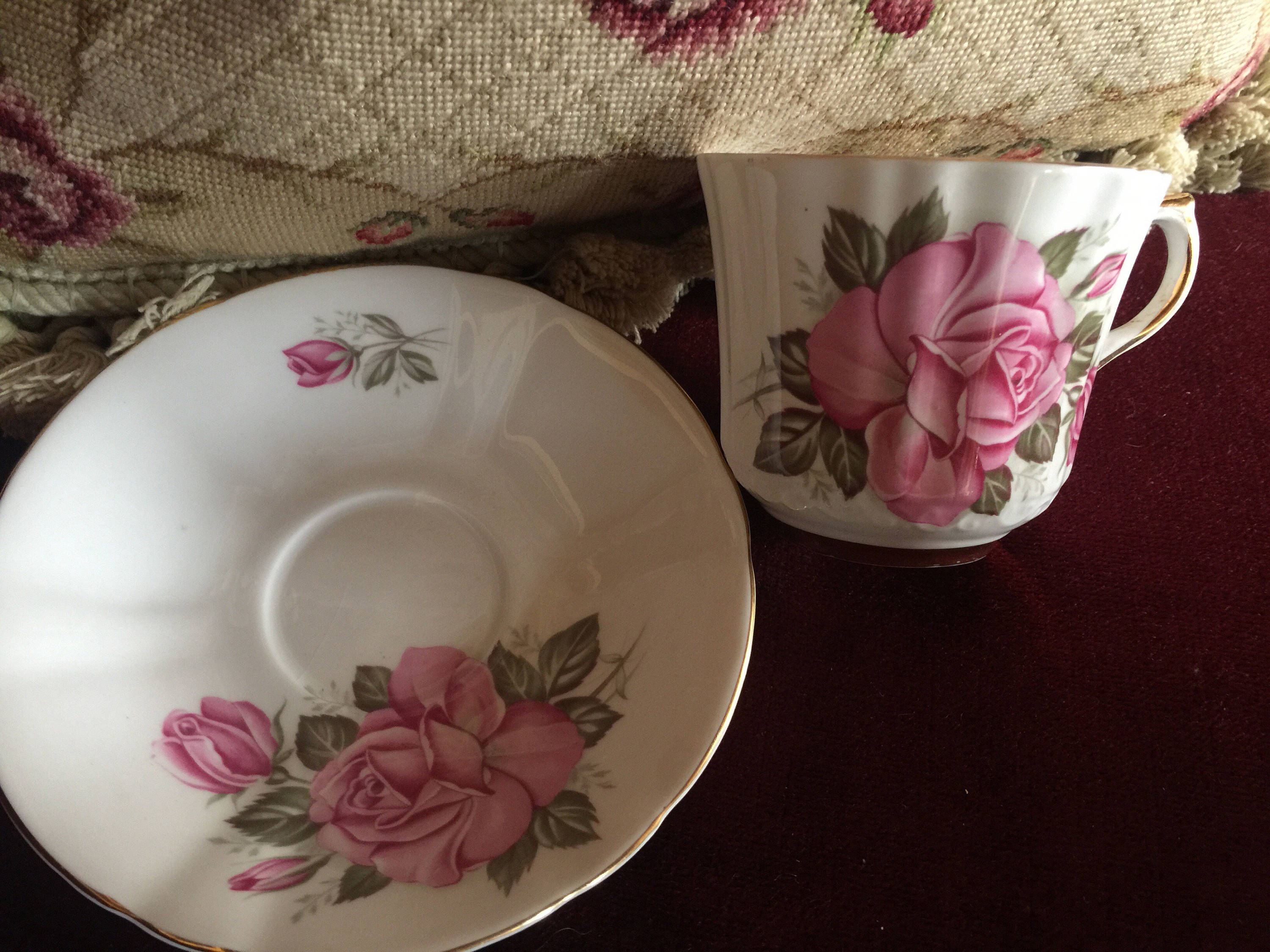 Country English Cottage Rose Bone China Royal London Teacup and Saucer ...