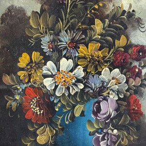 Original Still Life Floral Bouquet Oil Painting Framed Art by Van ...