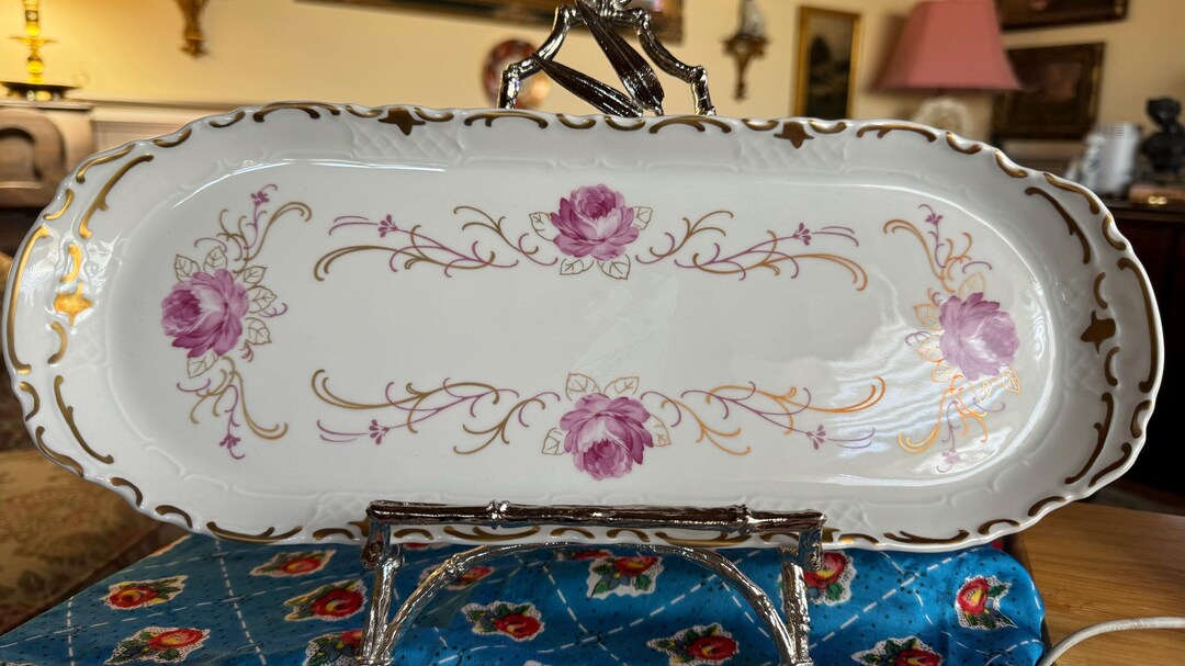 Floral Roses Bouquet Oval German Democratic Republic Platter Tray - Etsy