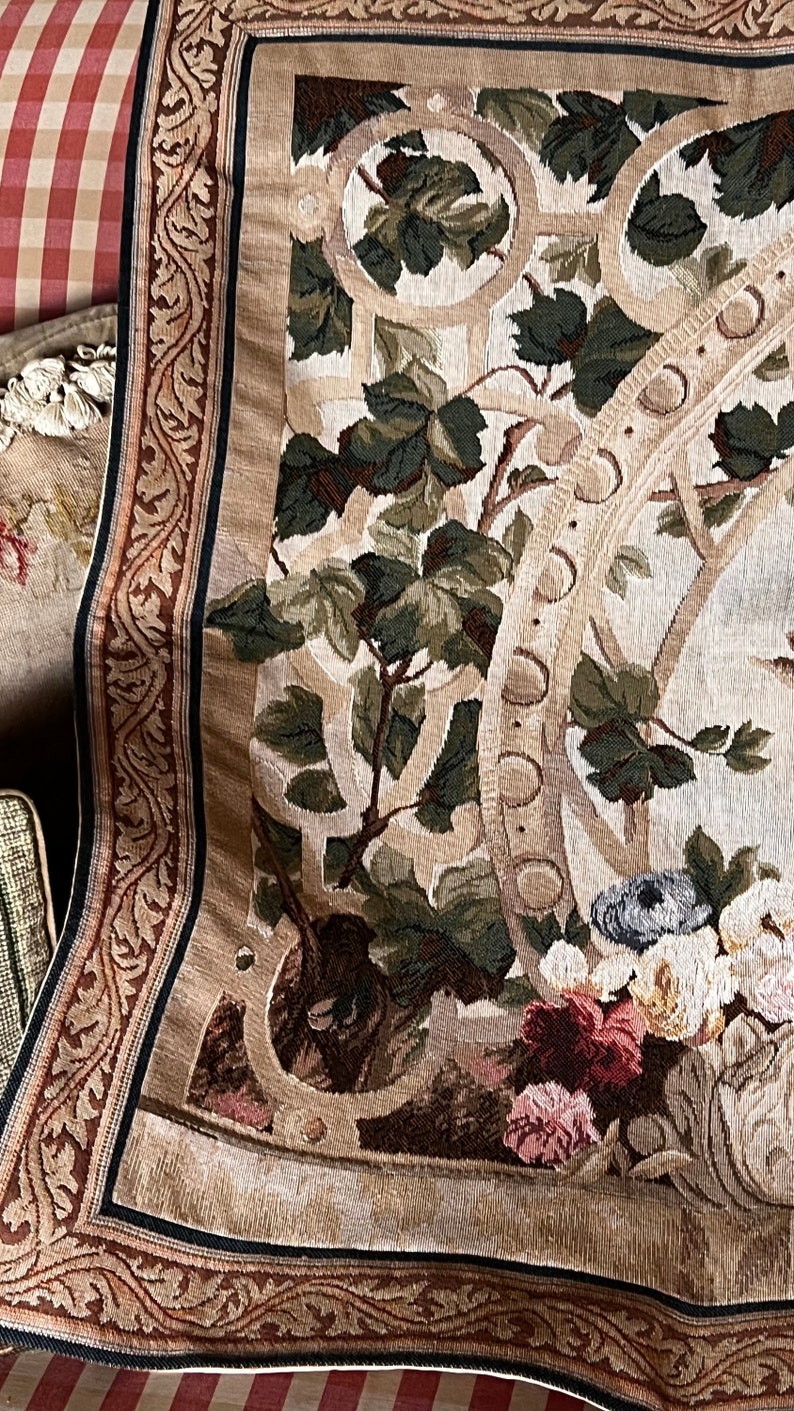 French Country Provence Beauvals III Tapestry Floral Trellis Wall ...