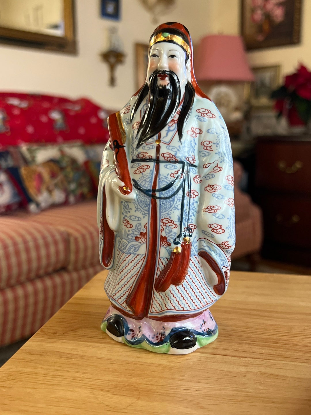 Asian Hand Painted Chinese Wise Man in Mortal Statue - Etsy