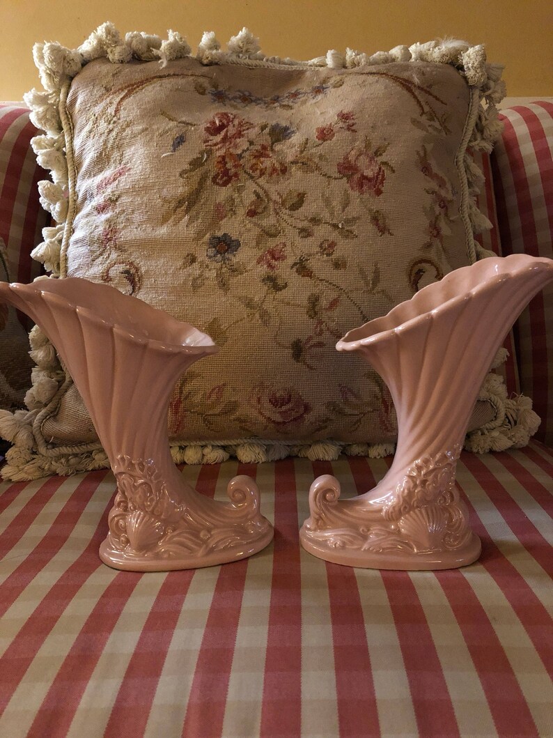 Cornucopia Vases Seashell Beach Cottage | Etsy