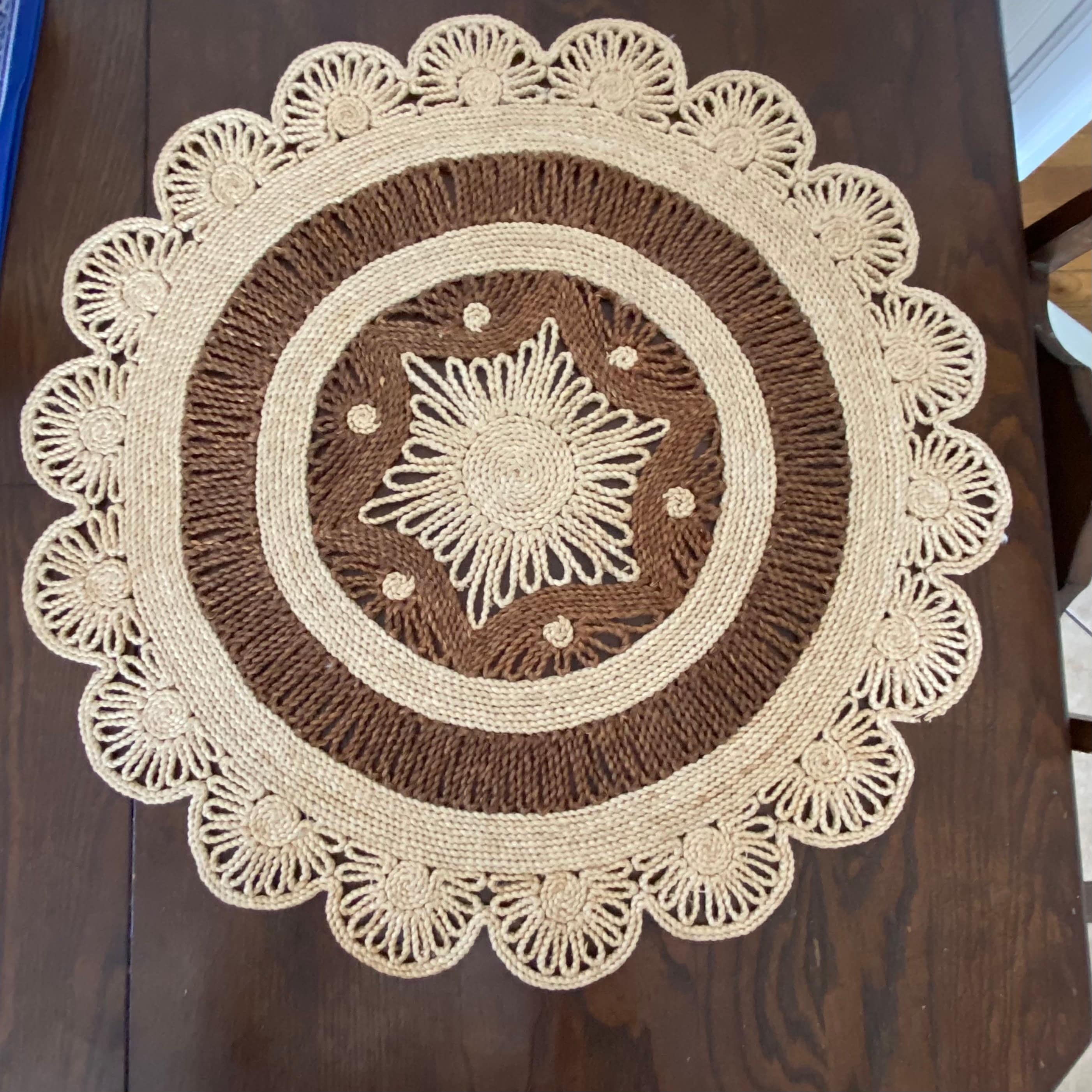 Farmhouse Country Boho Large Raffia and Straw Round Table Mat | Etsy