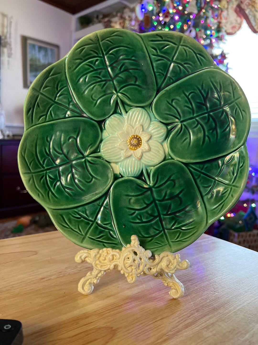 Victorian Whimsical Water Lily Pad Majolica Plate by Adam and Bromley ...