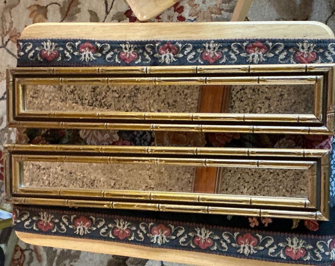 A Pair of Bamboo Wood Gold MCM Rectangular Mirrors - Etsy