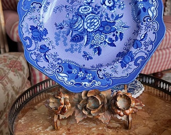 French Country Spode Blue Archive Collection Blue Rose Plate - Etsy