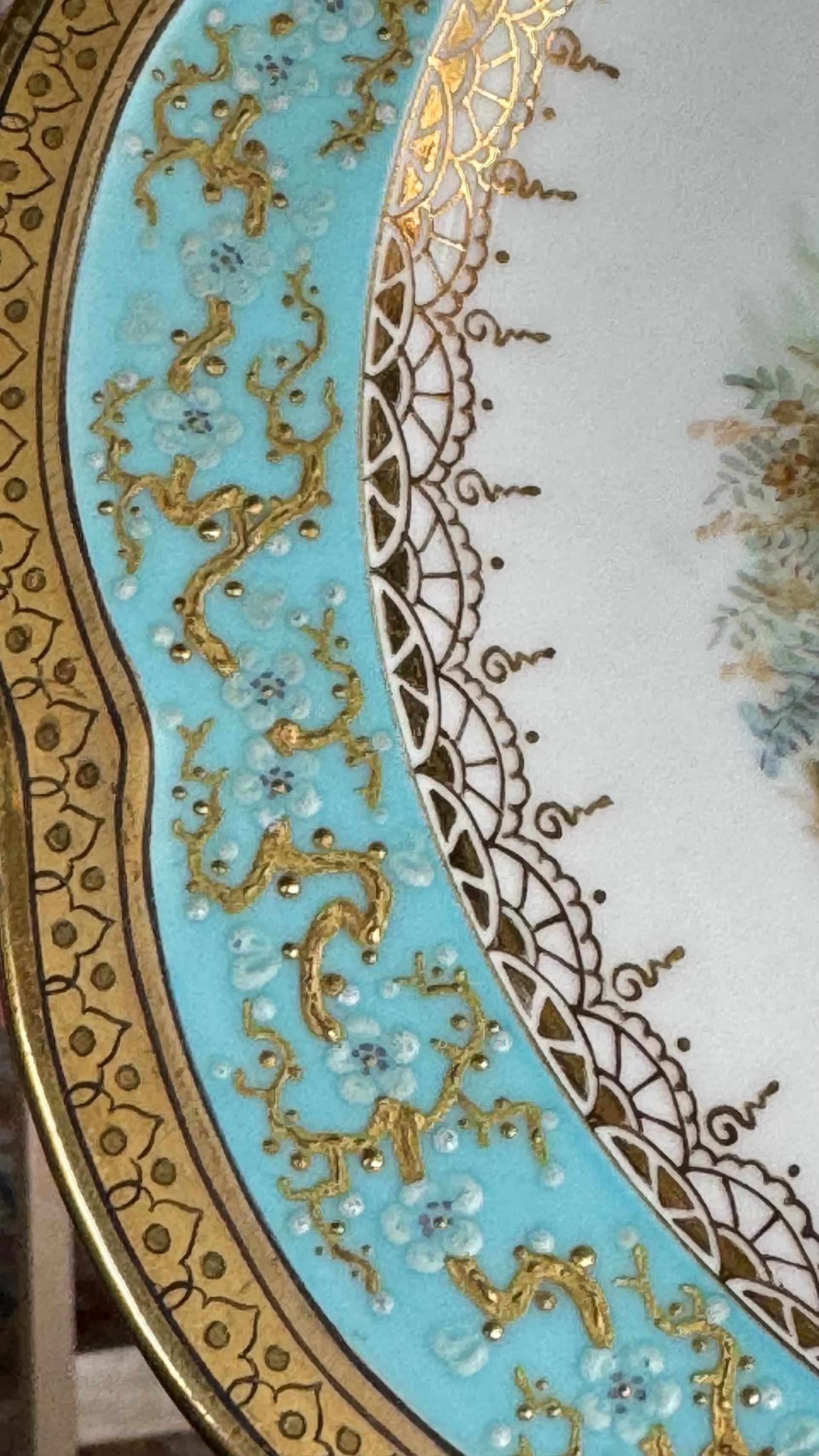 English Country Pheasant Bird French Enamel Pate Sur Pate Border Plate ...