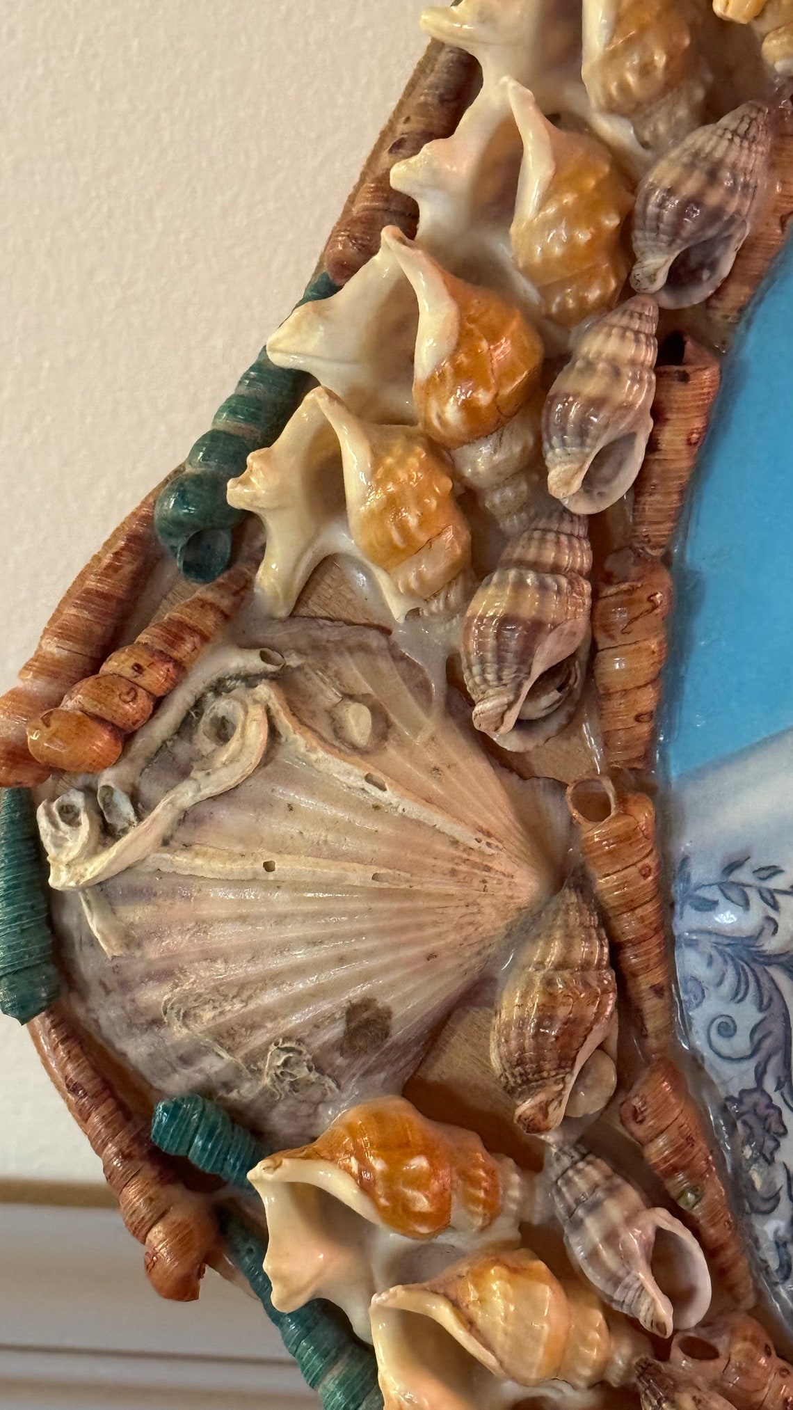 Country Cottage Beach Religious Mother Mary and Child Jesus Shell Art ...