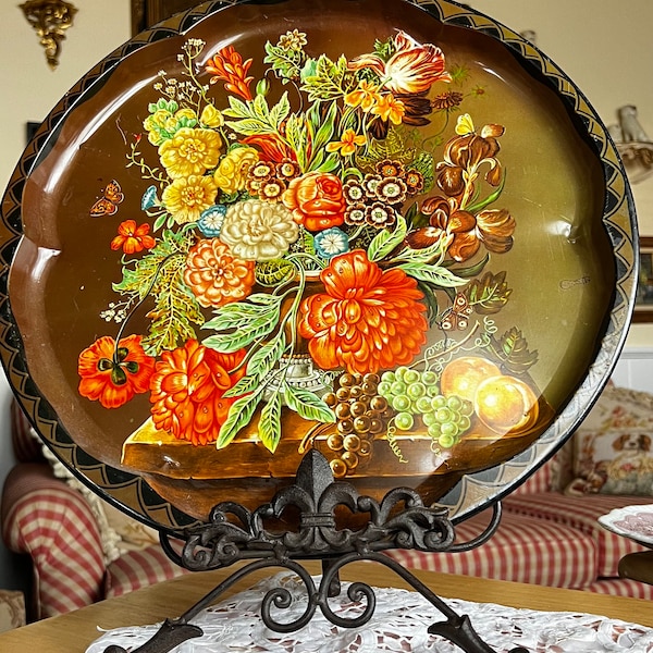 Floral Metal Tray - Etsy