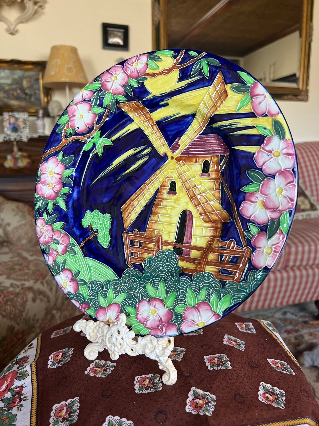 Majolica English Maling Pottery Decorative Windmill Plate - Etsy