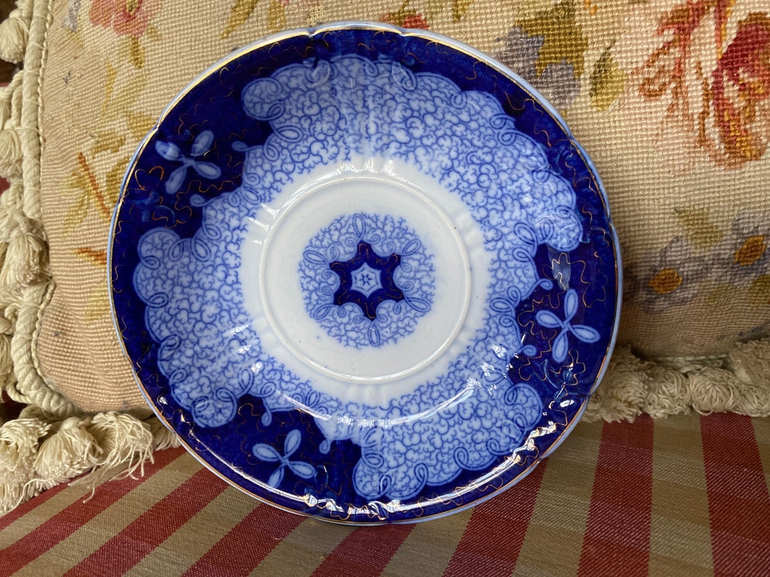 European Utzschneider and Co German Flow Blue Persian Moss Plate - Etsy