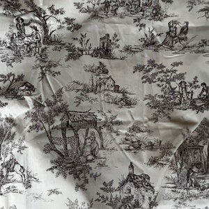 French Country Toile Brown and Cream Farmhouse Drapery Curtain Pair - Etsy