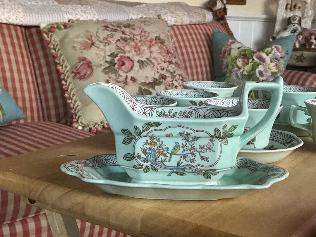 Adams English Ironstone by Wedgewood Singapore Bird Design Gravy Boat ...