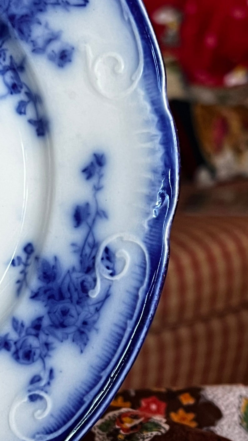 English Country Antique Flow Blue Transferware Plate Marechal - Etsy