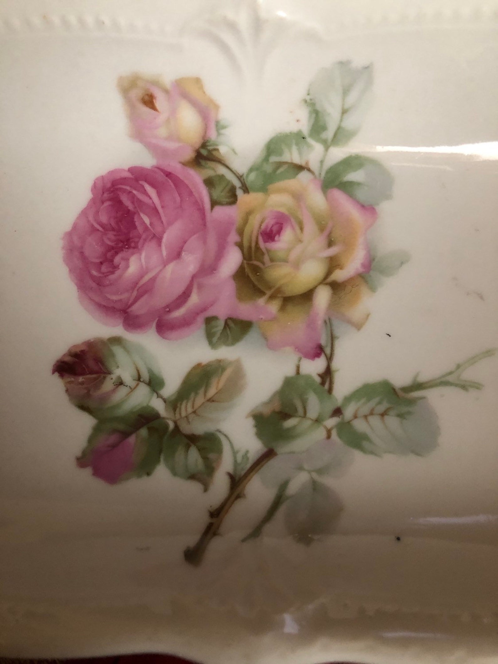 European German Handpainted Pink Floral Tray - Etsy