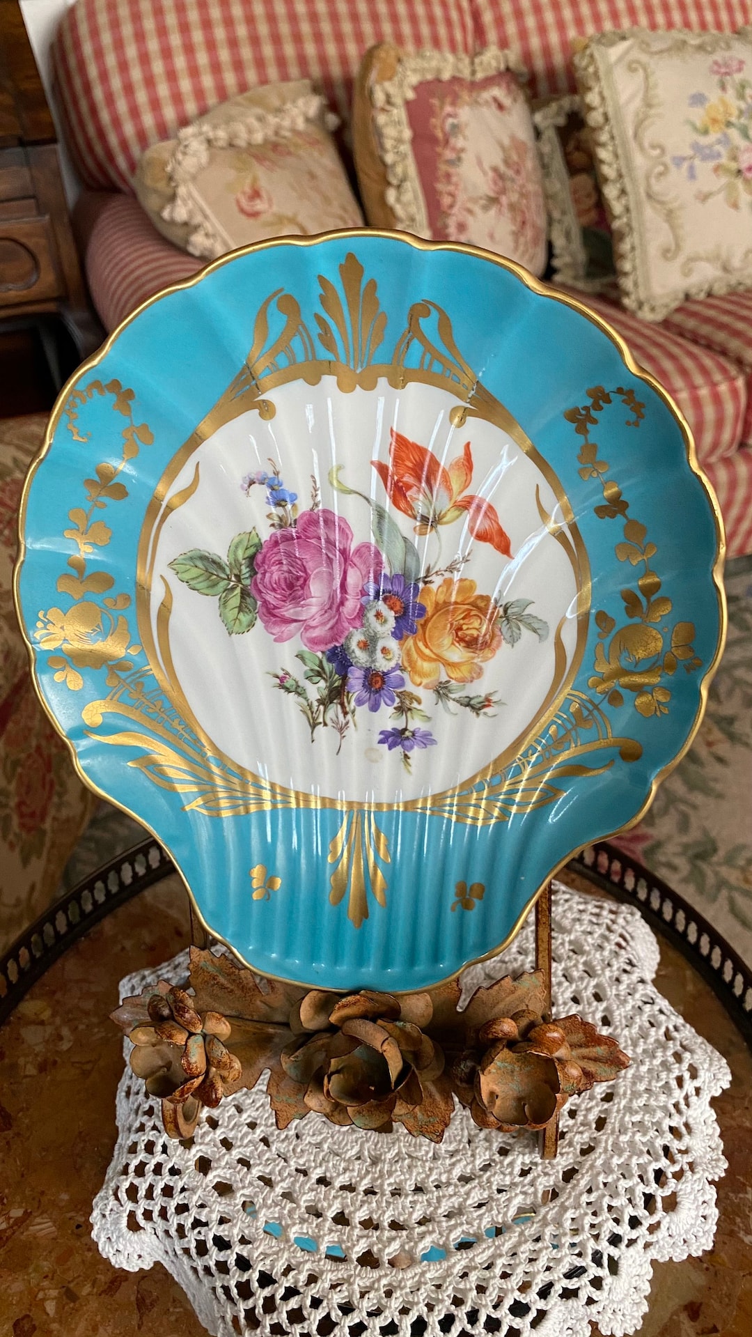 French Chic Provence Limoges Scalloped Shell Floral Plate Dish - Etsy