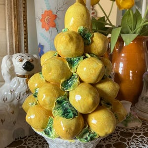 European Country Italian Pottery Lemon Topiary Tree Centerpiece - Etsy