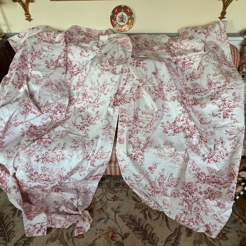 Red Toile Curtains - Etsy