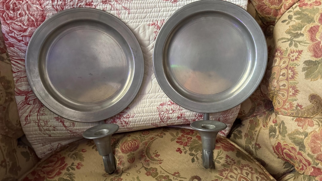 Classic Traditional American Colonial Pewter Wall Candle Sconce Set - Etsy