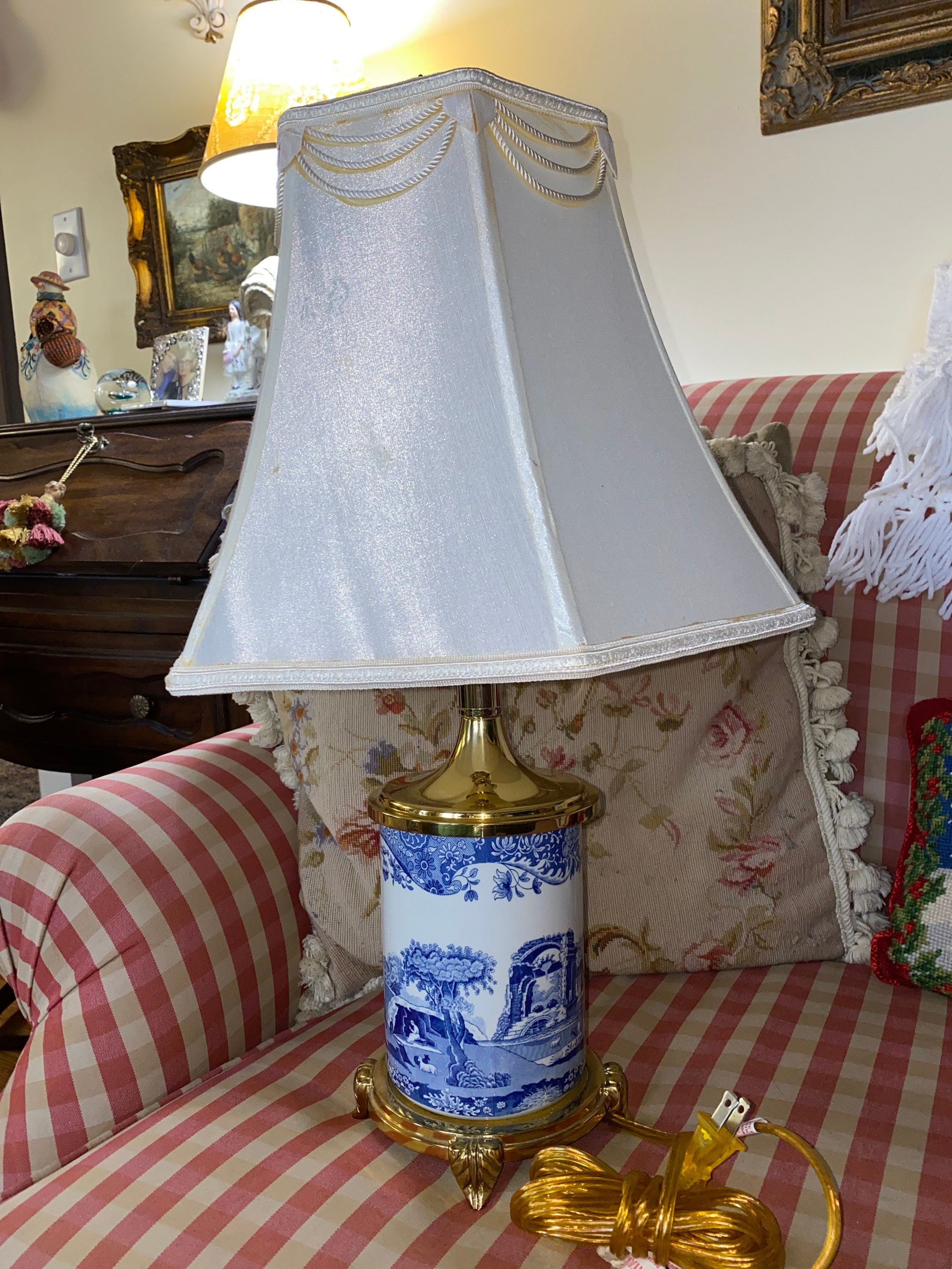 English Country Blue Italian Spode Canister Lamp | Etsy