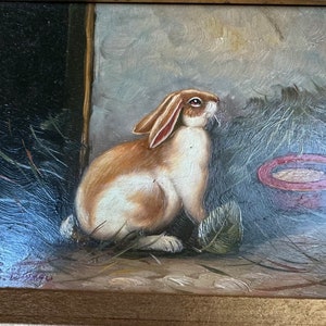 French Country Provence Ornate Framed Oil Painting Bunny Rabbit - Etsy
