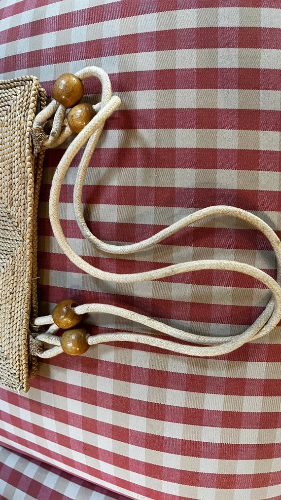 Vintage Hong Kong Woven Jute Straw Mesh Shoulder Bag - Gem