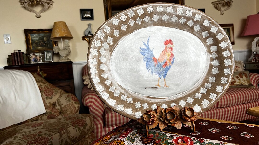 European French Country Provence Pottery Rooster Platter - Etsy